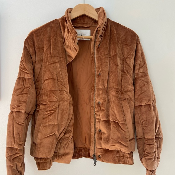 Lou & Grey | Jackets & Coats | Lou Grey Velvet Puffer Jacket Rust Color ...